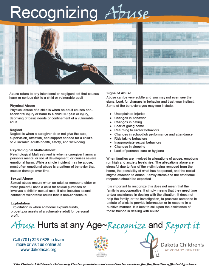 Recognizing and Reporting Abuse | Dakota Children's Advocacy Center